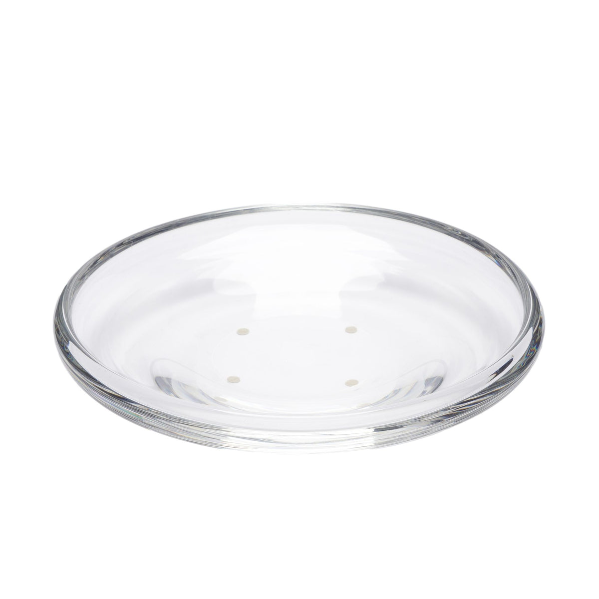 Shallow blown glass center bowl with inverted scroll rim by Steuben (c ...